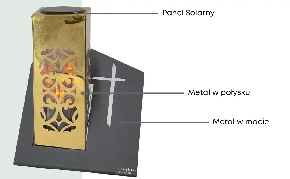 Znicz Solarny Fotowoltaiczny Paris D Czarno Złoty Krzyż i Róża LM24 ...