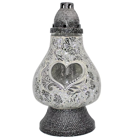 Znicz Karafa Białe Serce LW14 | ZNICZE \ Znicze witrażowe